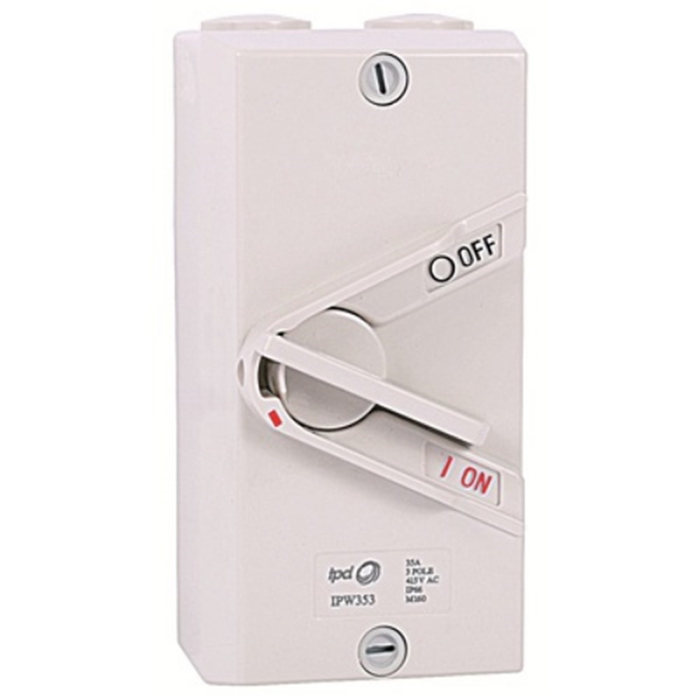 IPD IPW203 Padlockable Weatherproof Isolator 3-P 20A 415V IP66