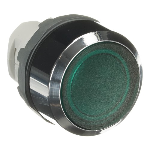 ABB MP1-31G Illuminated Pushbutton Flush Momentary Green Chrome Metal Bezel