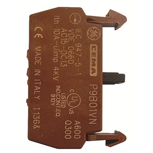 ABB P9B10VN Single Contact Block Brown 1NO+1NC Front Mount For: 3 and ...