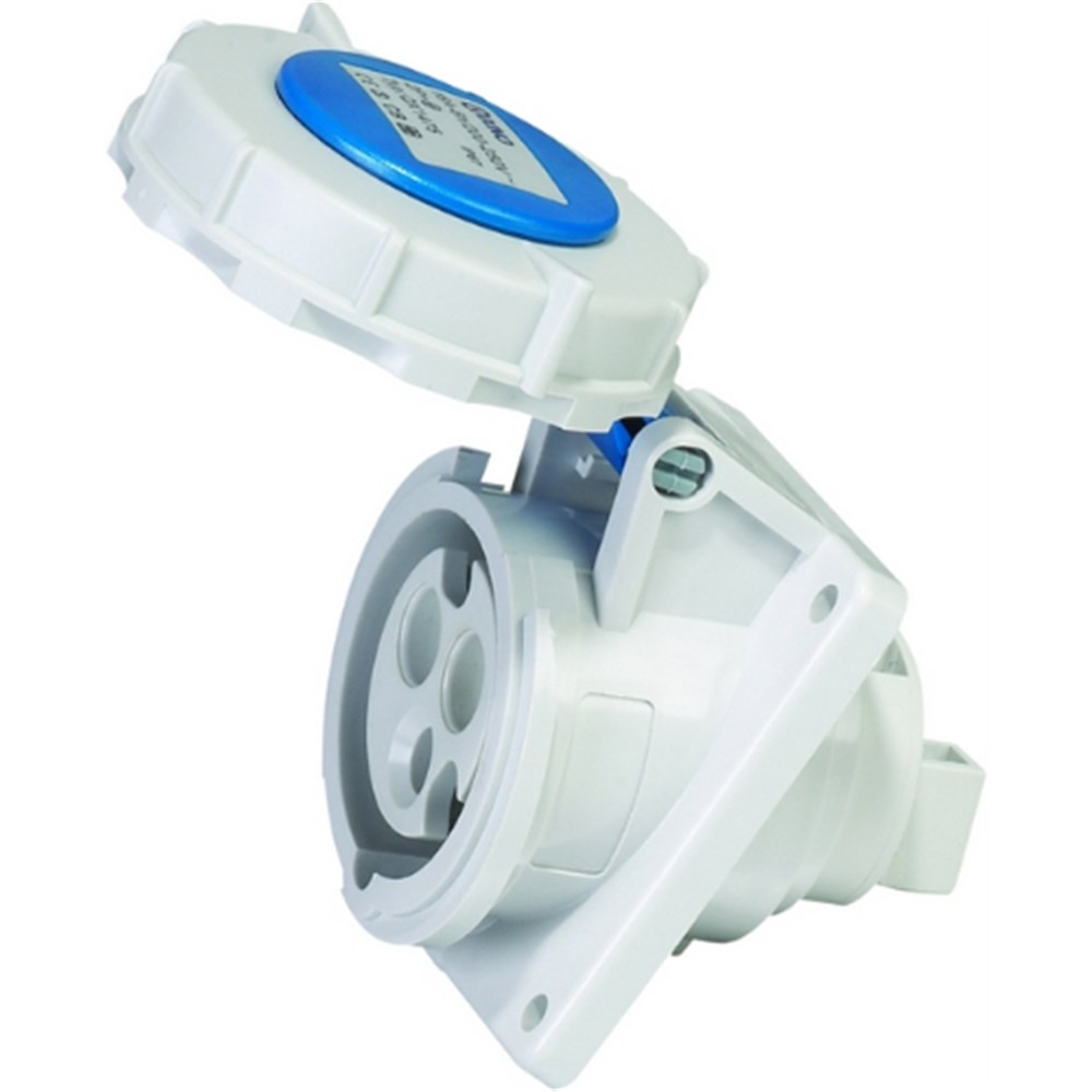 IPD EU67SA316 IEC309 ANGLED PANEL MOUNTED SOCKET 3 PIN 16A 230V, IP67 ...